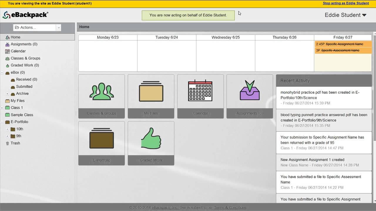 Using the Act As Feature in eBackpack - YouTube