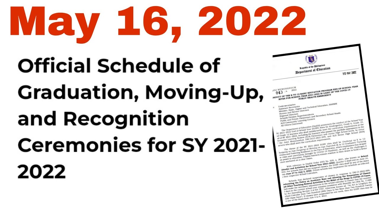 Graduation, Moving-up and recognition ceremonies for S.Y 2021-2022 ...