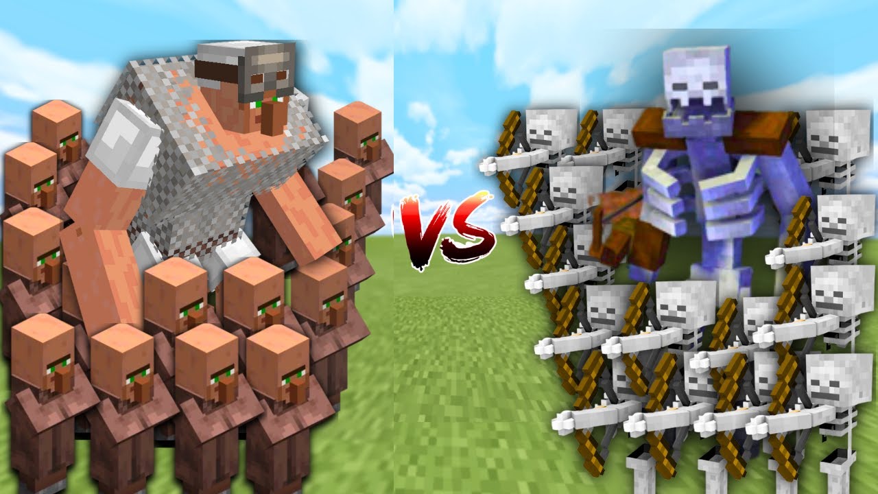 Extreme VILLAGER ARMY vs SKELETON ARMY in Minecraft Mob Battle - YouTube