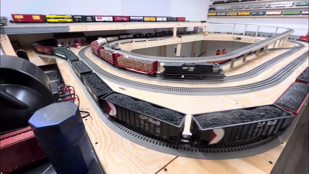 Running a few Lionel & MTH Norfolk Southern Diesel Locomotives on my O Gauge Fastrack Layout ...