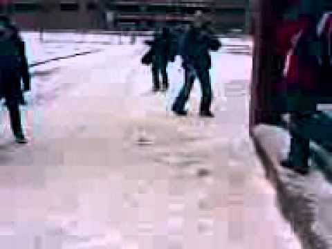 Epic fail: people falling down on ice near school - YouTube
