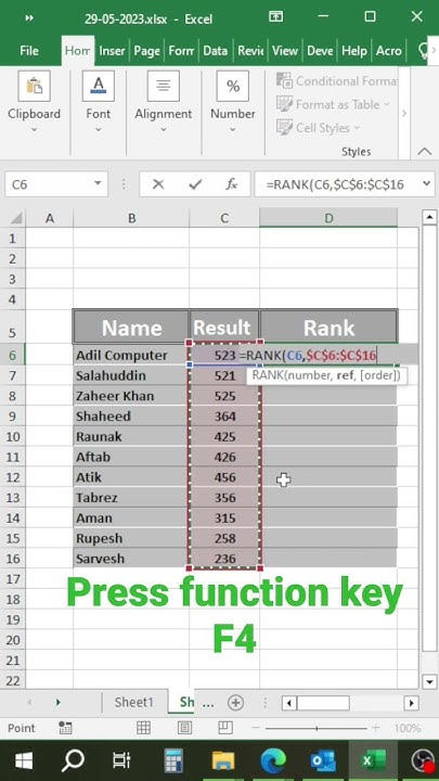Excel tutorial: Rank formula in excel #excel #exceltutorial #exceltips #exceltricks # ...