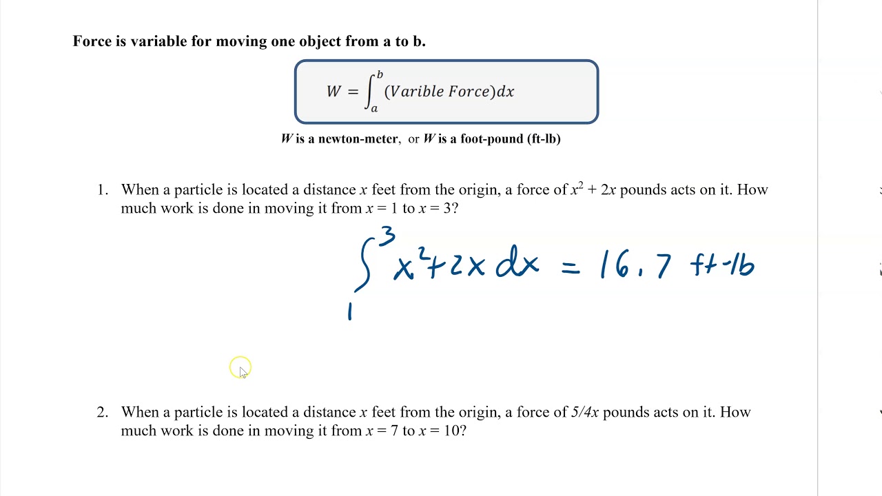 5 4 b work variable force - YouTube