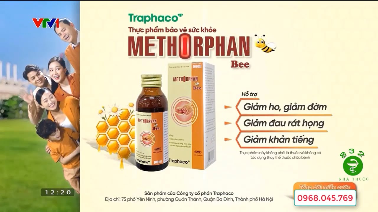 Siro METHORPHAN Bee - Giảm ho, giảm đờm, giảm đau rát họng, khản tiếng ...