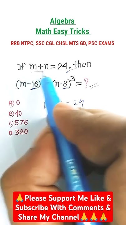 Algebra | Math Easy Tricks |#maths #mathstricks #ssc #ssccgl #railway #sscchsl #sscgd #sscgd # ...