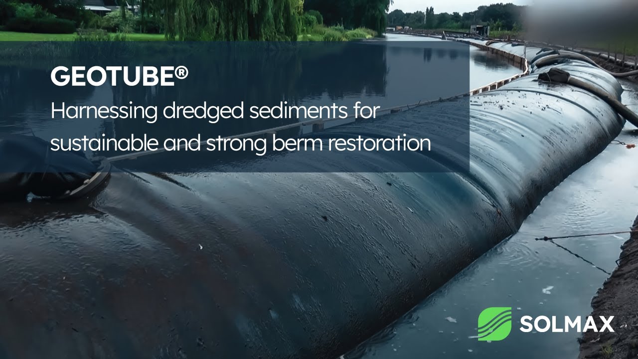 How GEOTUBE harnesses dredged sediments for sustainable and strong berm restoration - YouTube