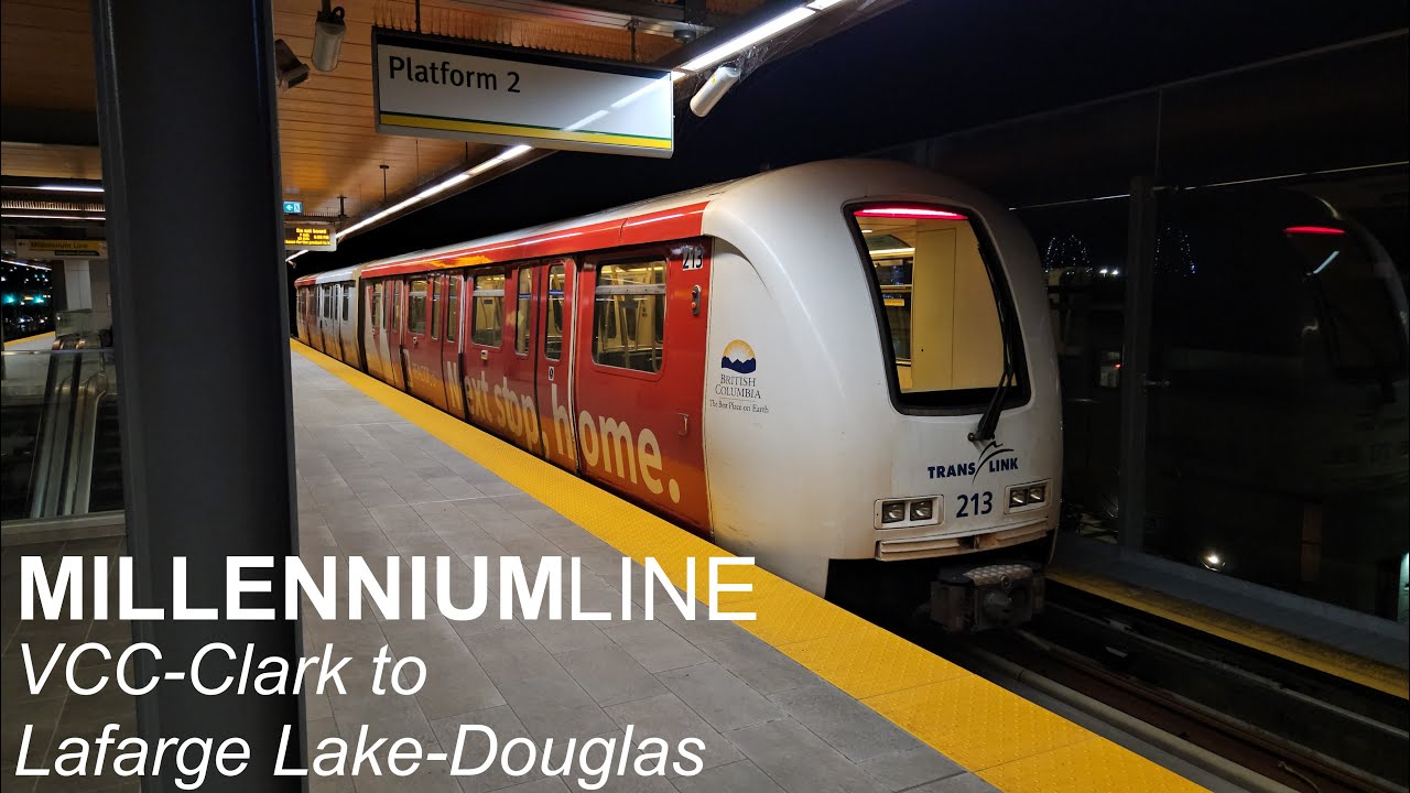 Night Time SkyTrain Ride - Millennium Line - VCC-Clark to Lafarge Lake ...