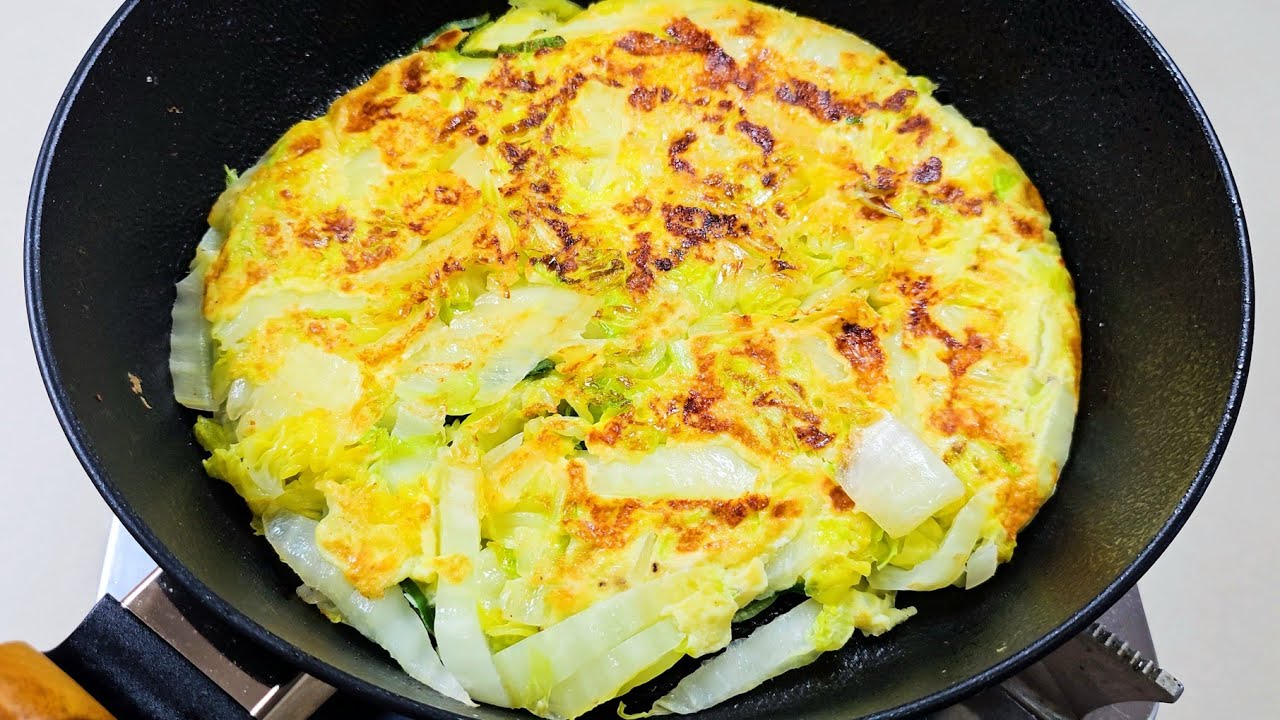 초간단 배추전♥️ 밀가루 없이 알배추를 이렇게 드세요👍 밥대신 먹으면 살이 빠져요💯 건강한데 맛있어요👏 배추요리 간단요리