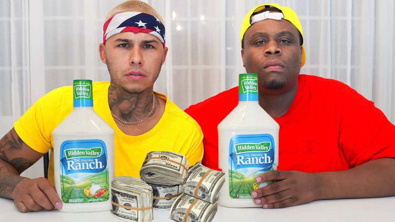 Last One To Finish GIANT Bottle Of RANCH Wins $10,000 - YouTube