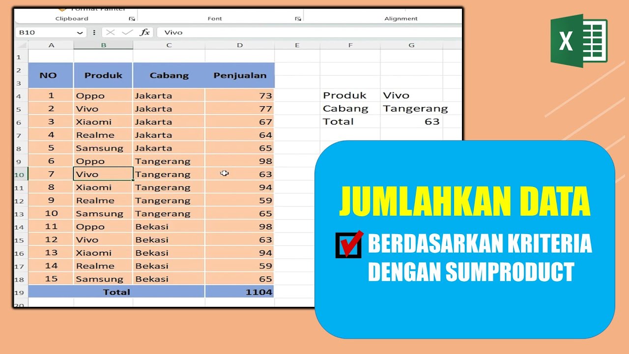 Cara Menjumlahkan Data Berdasarkan Kriteria dengan SUMPRODUCT - YouTube