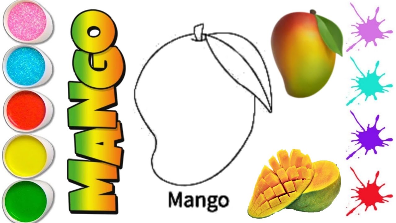 How to Draw Mango 🥭 Drawing, Colouring for kids, Toddlers | Basic ...