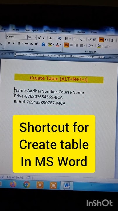 Create table shortcut in MS Word #msword #mswordtricks #computertips #computertricks #tricks ...