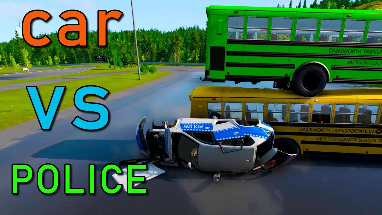 Bus VS Police 😱 BeamNG Drive - YouTube