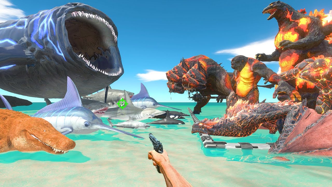 FPS Avatar in Aquapark Rescue Volcano Monsters and Fight Sea Monsters ...