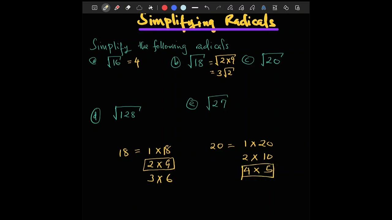Simplifying Radicals Made Easy | Ultimate Tutorial | Part 1 - YouTube