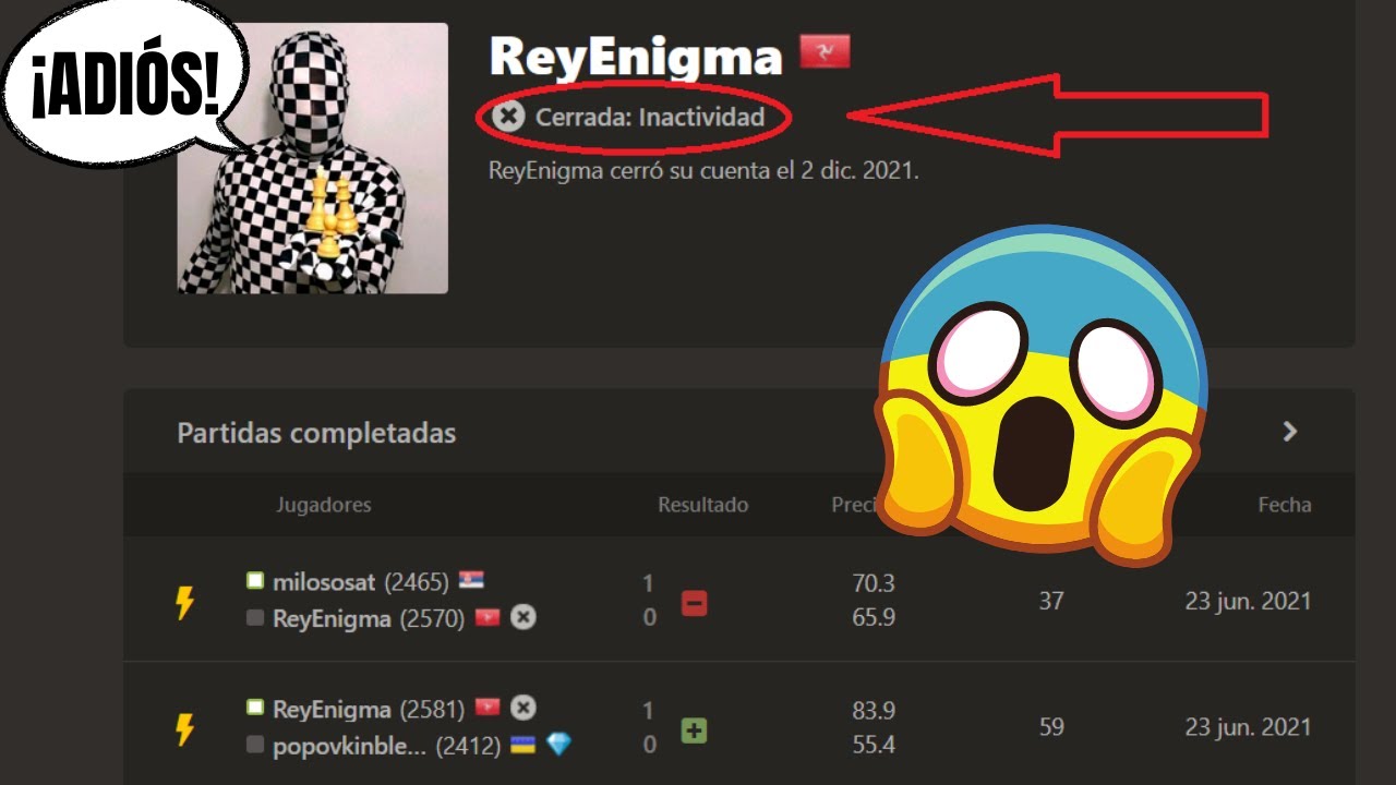 ¿Rey Enigma CIERRA SU CUENTA en chess com? 😱 - YouTube