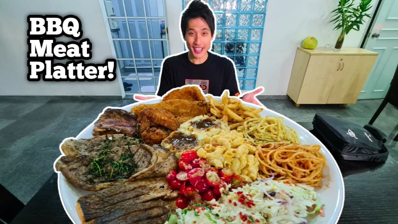 MASSIVE BBQ Meat Platter! | Family BBQ Western Feast Mukbang ...