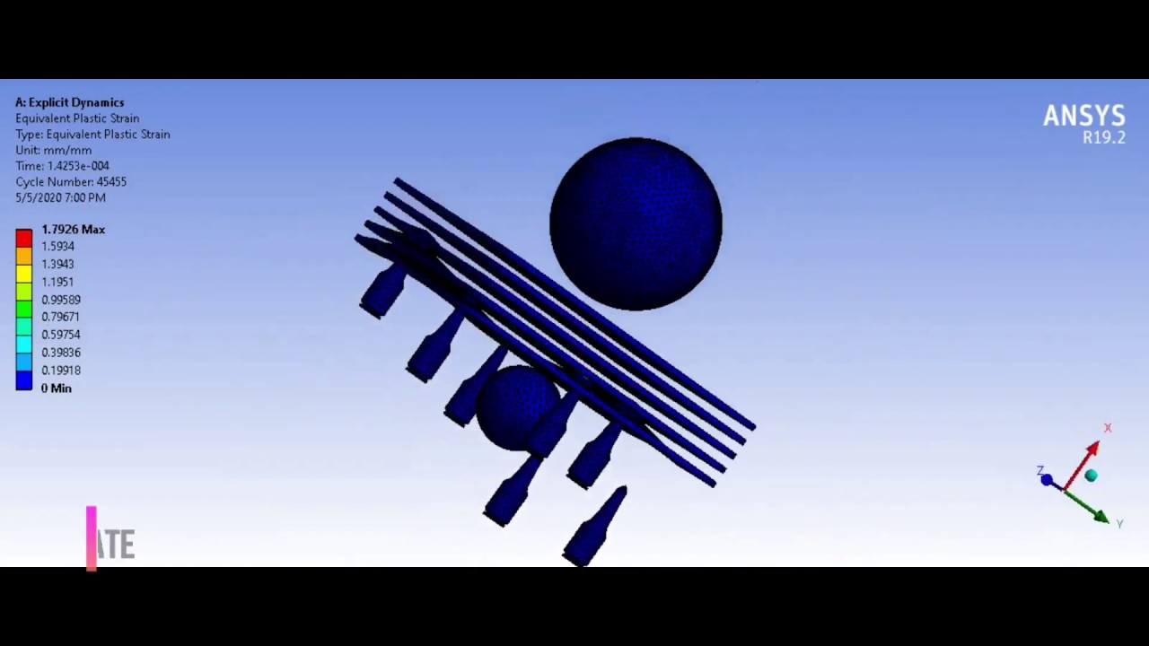 ANSYS Explicit dynamics simulation.Ball and Bullet impact togetherly on ...