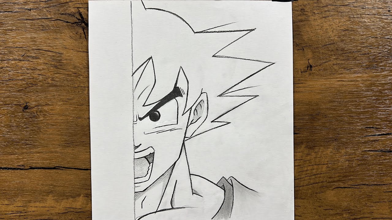 How to draw Goku screaming Half face for beginners | step-by-step ...