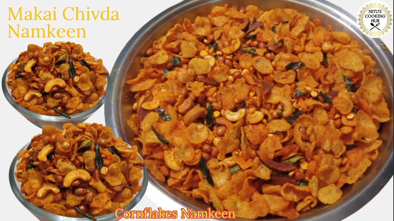 Makai Poha Chivda Namkeen|Makai Poha Mixture Recipe|Cornflakes Mixture ...