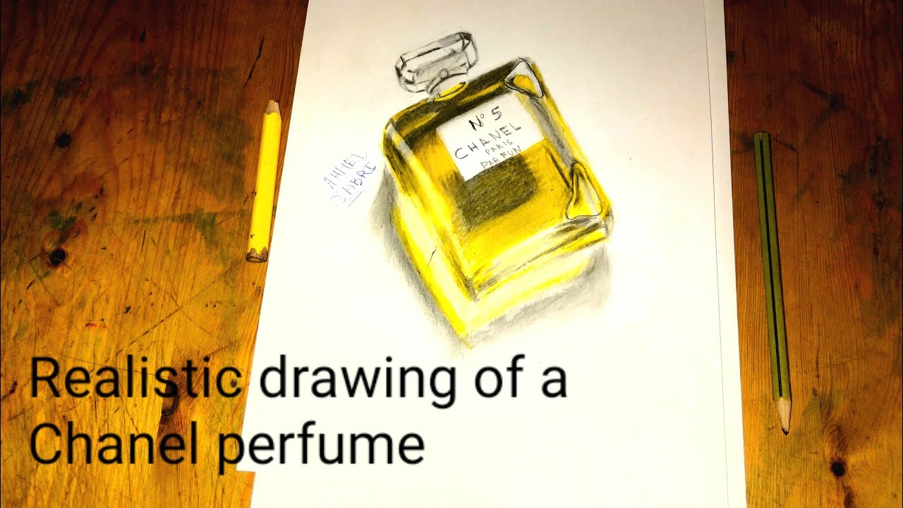 Realistic drawing of a Chanel perfume - YouTube
