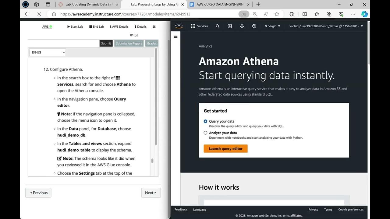 aws academy data engineering lab updating dynamic data in place - YouTube