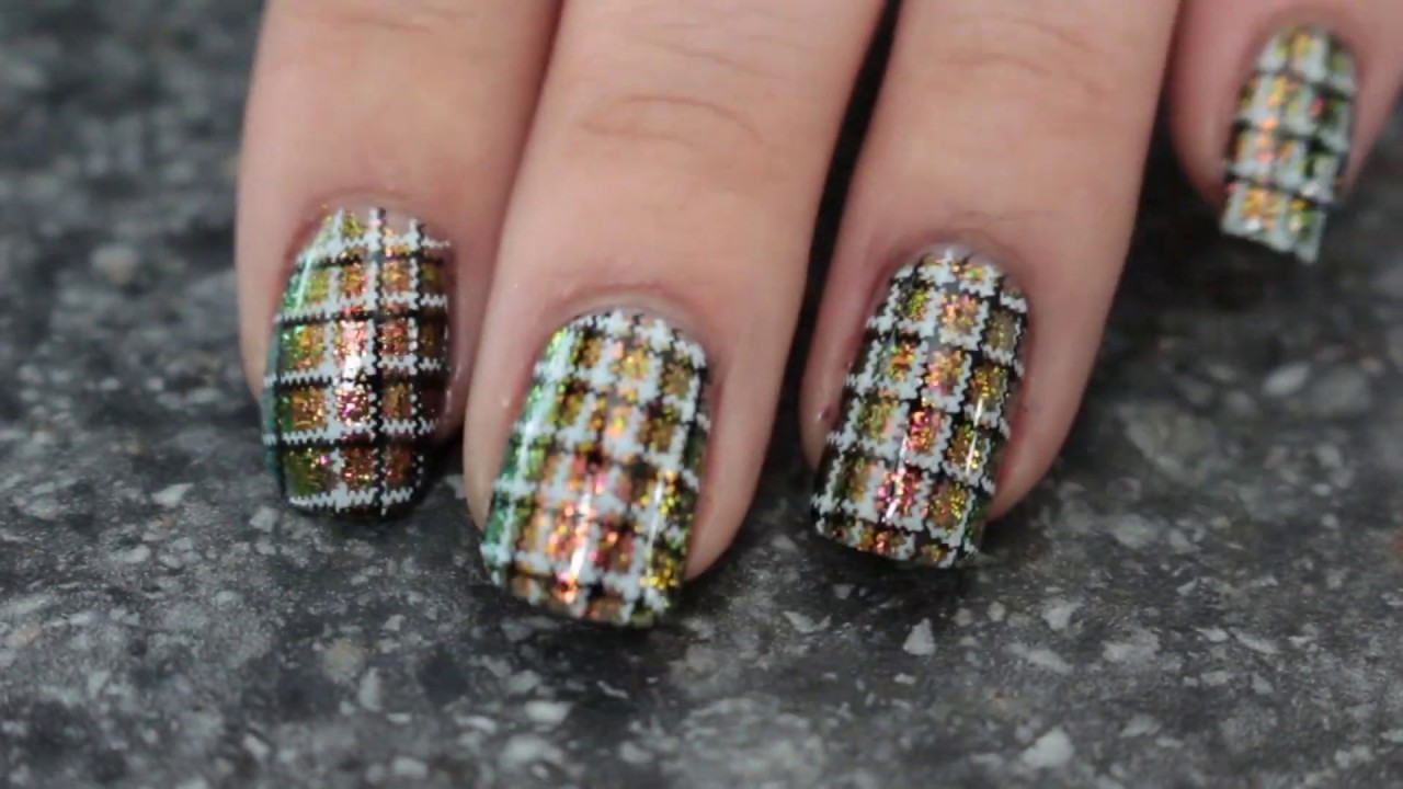 EASY PLAID Nails | Nail Stamping - YouTube