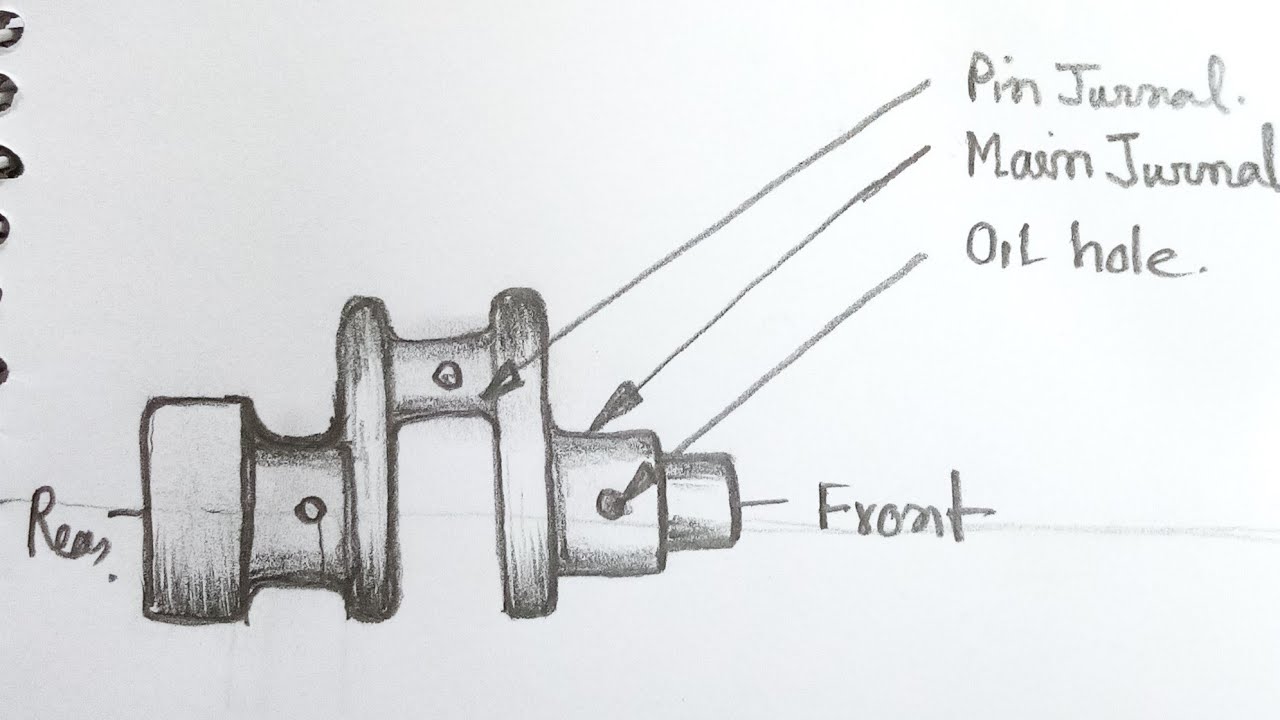 Draw a one cylinder engine crankshaft. #Engine_drawing. - YouTube