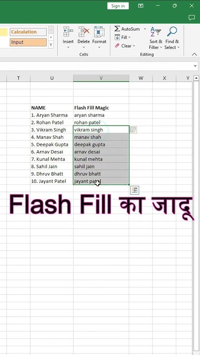 Flash Fill Magic In Excel Exceltricks Excelshorts Exceltips Youtube