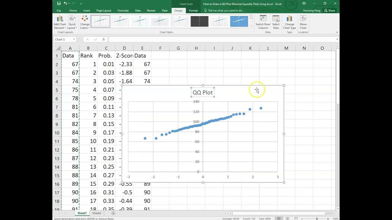 How to Draw a QQ Plot (Normal Quantile Plot) Using Excel - YouTube