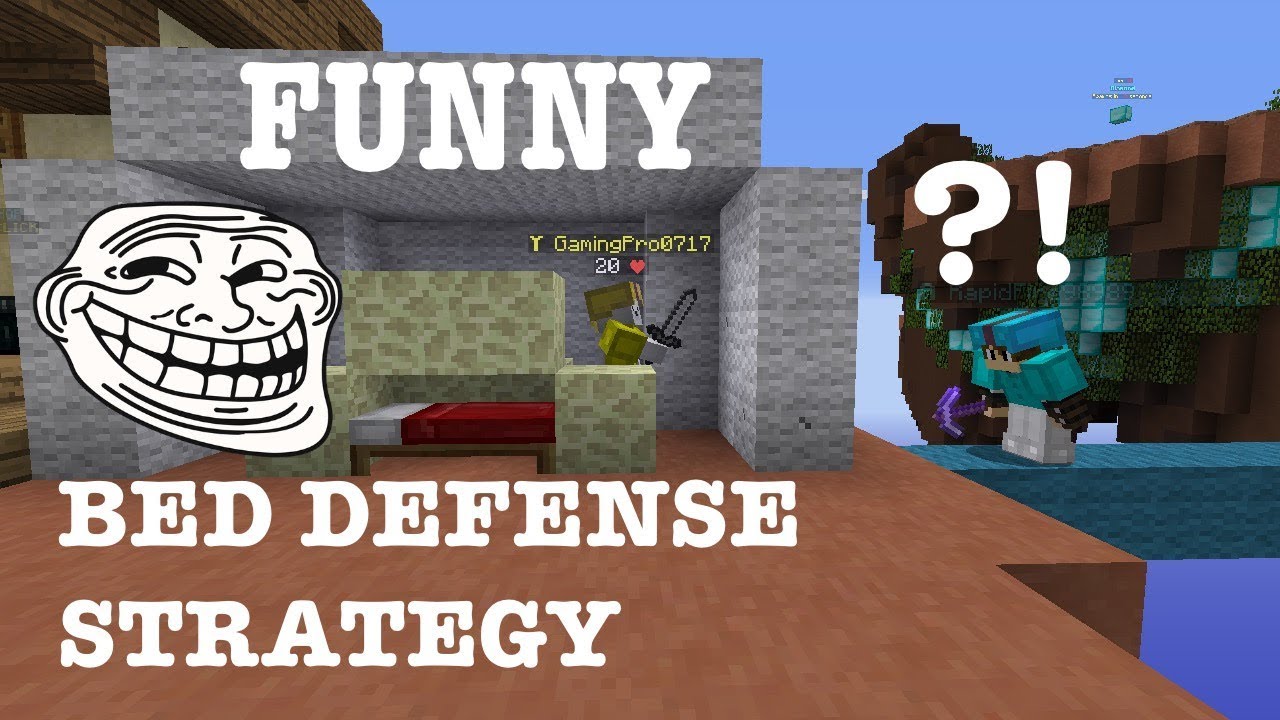 HILARIOUS BED DEFENSE STRATEGY! Minecraft Bedwars! - YouTube