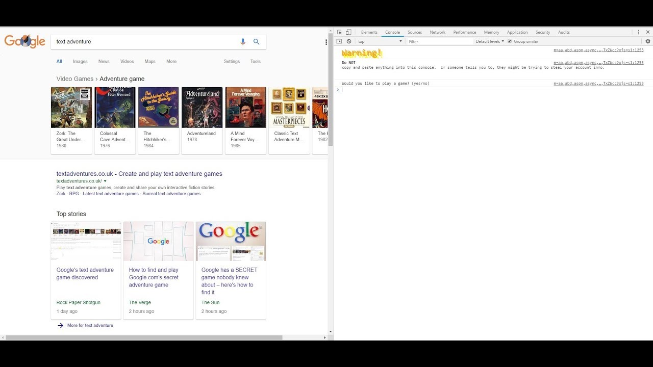 Google Text Adventure Chrome - YouTube