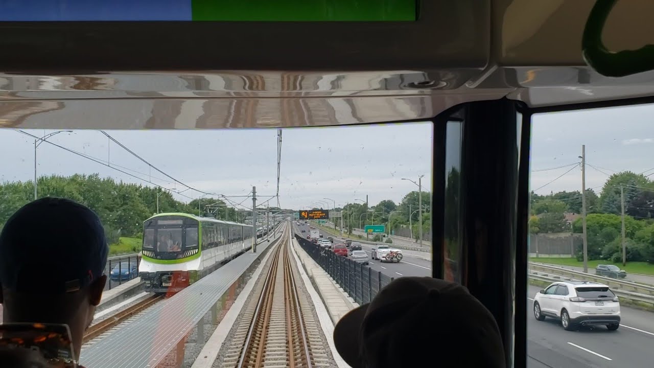 MONTREAL REM Ride Front Window View Over Champlain Bridge From Du ...
