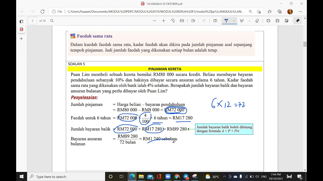 Bab 3 Tingkatan 3 cara kira bayaran ansuran kereta - YouTube