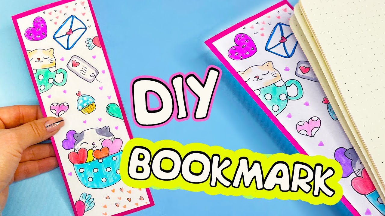 DIY Cute BOOKMARK with kittens 🐾 How to make easy paper bookmark - YouTube