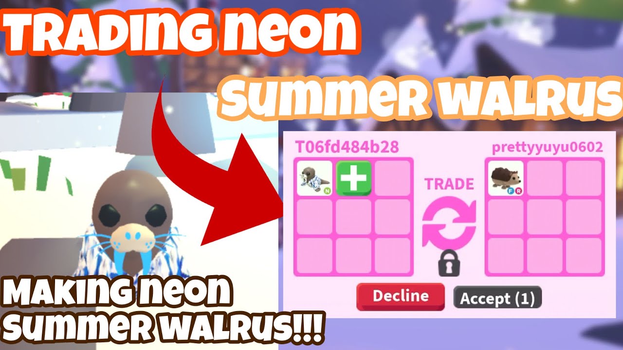 TRADING NEON SUMMER WALRUS IN ADOPT ME + MAKING NEON SUMMER WALRUS ...