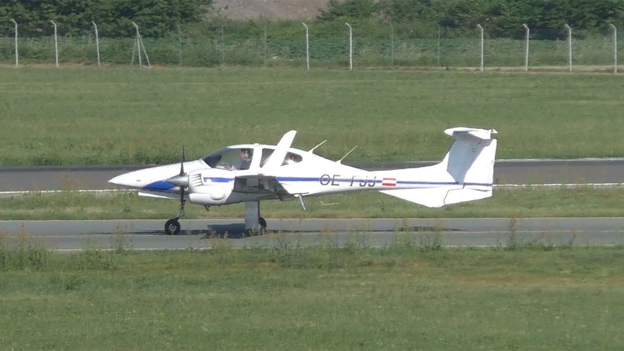 Austrian Aviation Training DA42NG Twin Star takeoff at Graz Airport ...