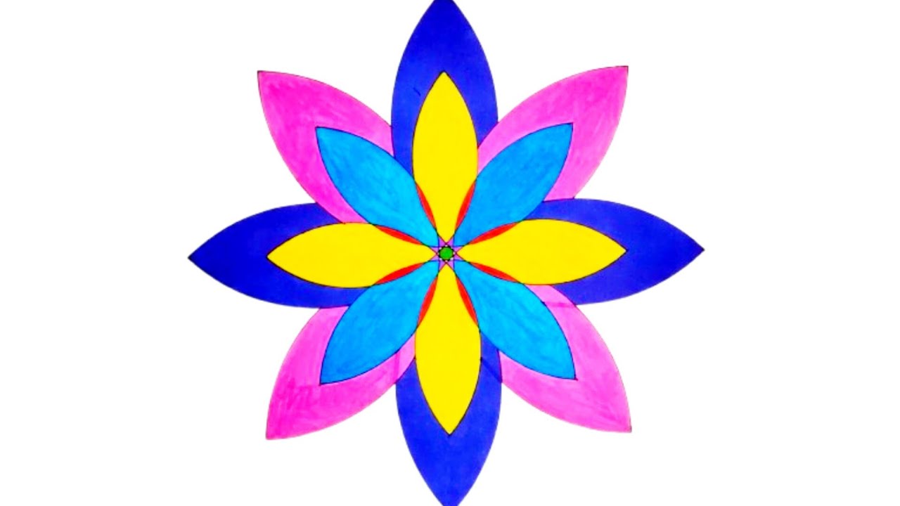 Simple Flower Design || Circular Geometric Pattern || Floral Design ...