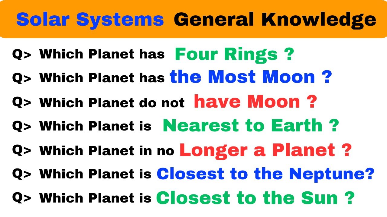 Solar System General Knowledge Questions and Answers in English ...