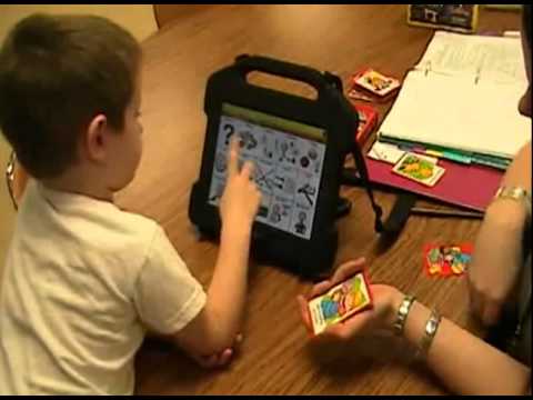 Shawn using the TouchChat App to describe things - YouTube