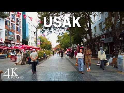 4K Uşak Şehir Merkezinde Yürüyüş Turu | Türkiye 2026