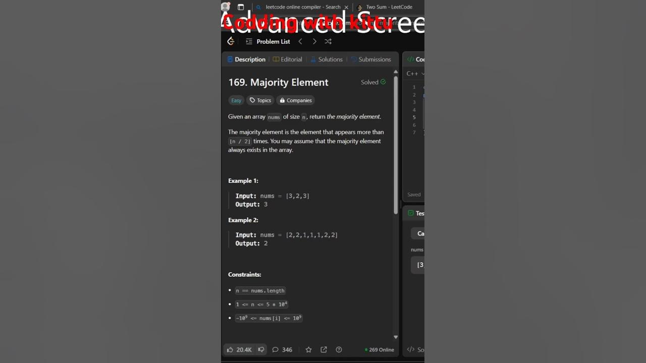 DSA question|| majority element Leetcode question - YouTube