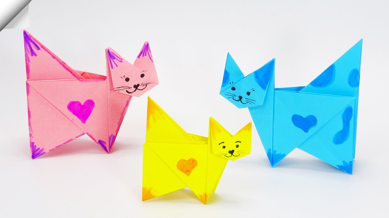 Paper crafts - Paper CAT Origami Cat - YouTube