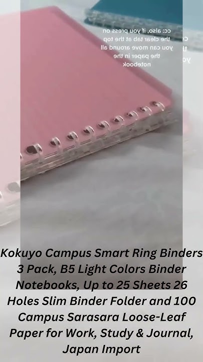 Kokuyo Campus Smart Ring Binders 3 Pack, B5 Light Colors Binder Notebooks, Up to 25 Sheets 26 ...