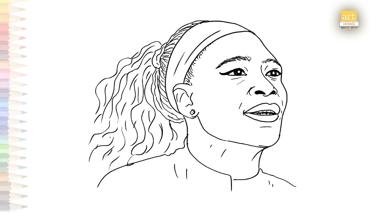 Serena Williams drawings video | Serena Williams outline sketch | How ...
