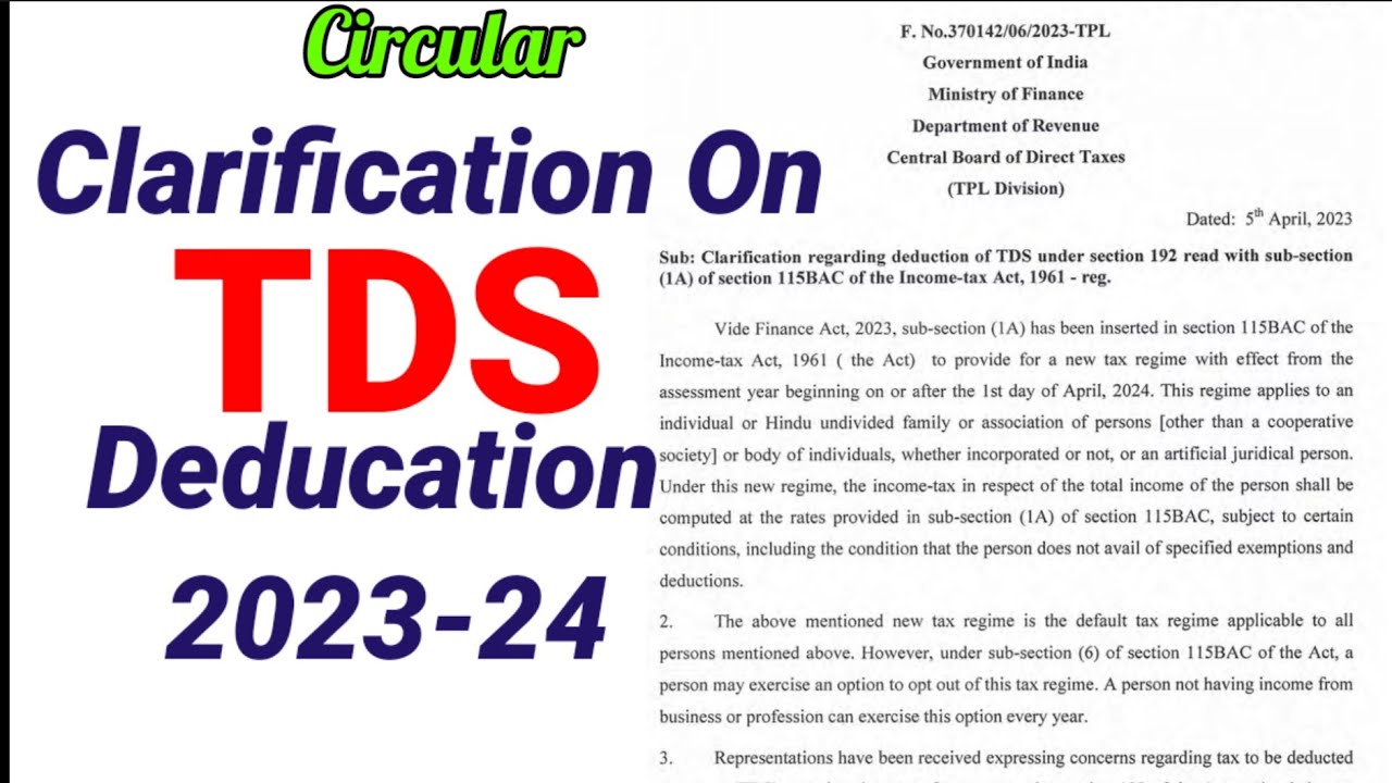TDS Deducations Clarification-2023-24, Income tax filing - YouTube