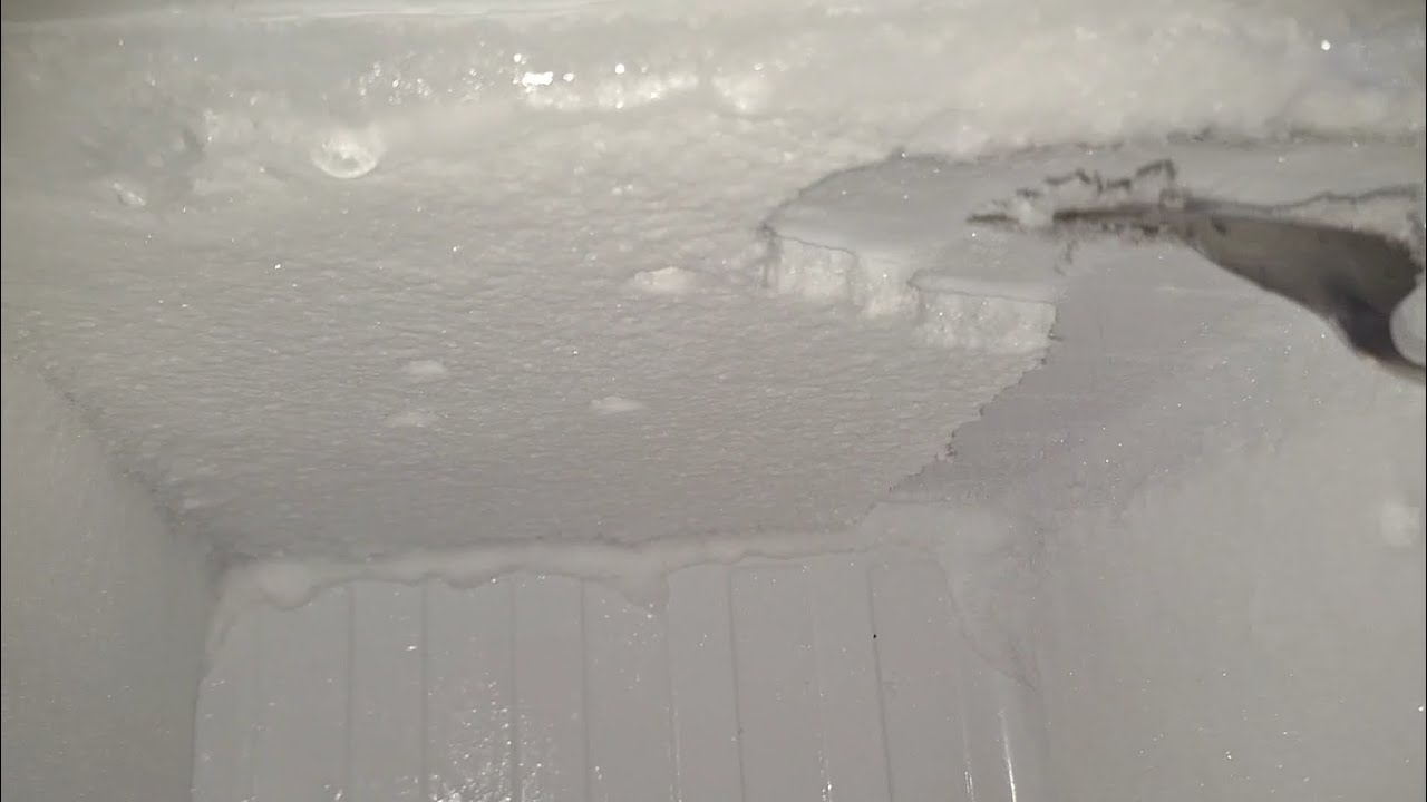 build up freezer frost/scraping with a spatula - YouTube
