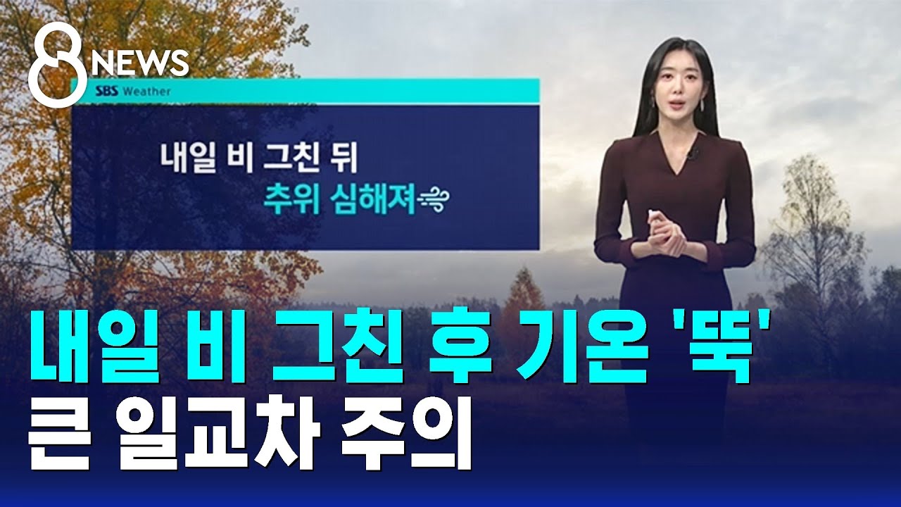 [날씨] 내일 비 그친 후 기온 '뚝'…큰 일교차 주의 / SBS 8뉴스 - YouTube