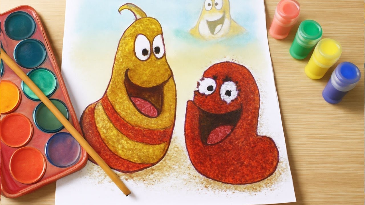 ART YELLOW , RED - Larva And Glitter Drawing, ASMR, Larva Character ...