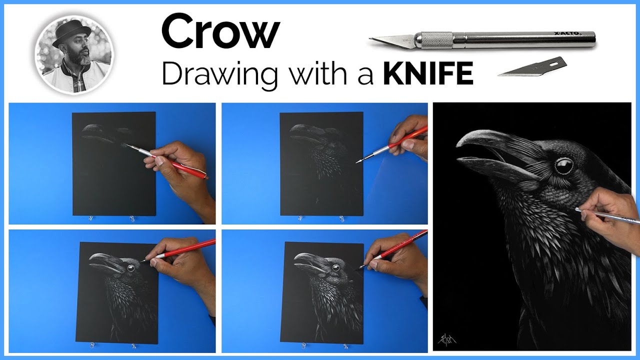 Crow Scratchboard by Esayas - YouTube